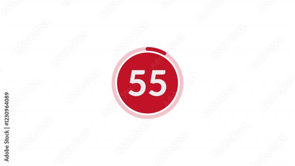 Animated 60 seconds timer animation on white background, interval of 60 ...