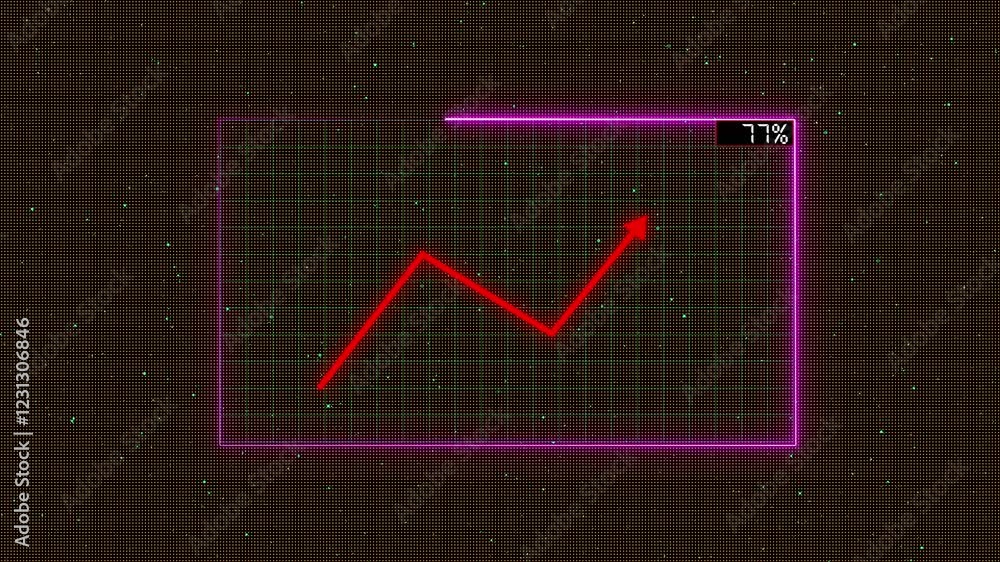 Simple graph bar icon illustrates data visualization. neon light ...