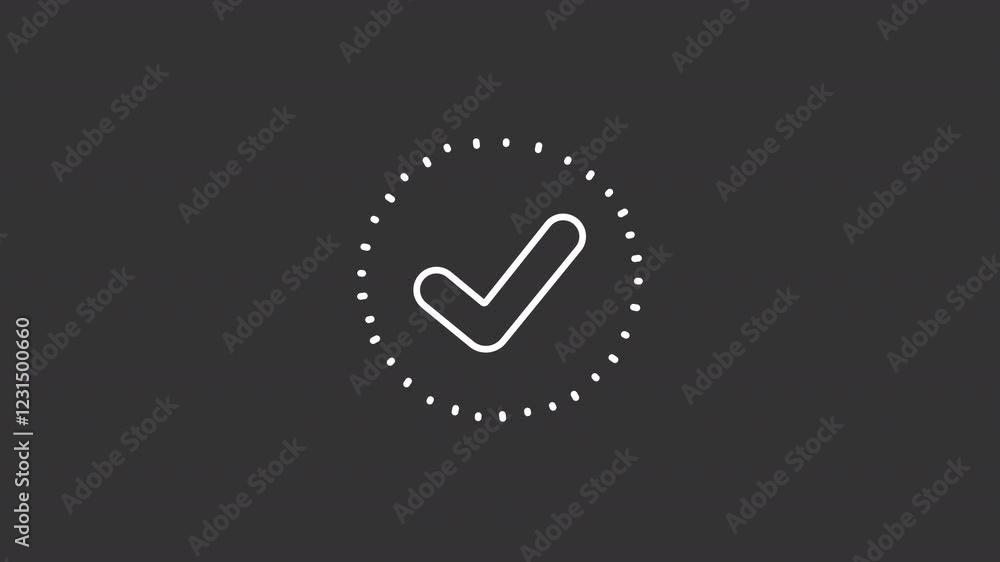 Checkmark white line animation. Approving animated icon. Lines moving ...