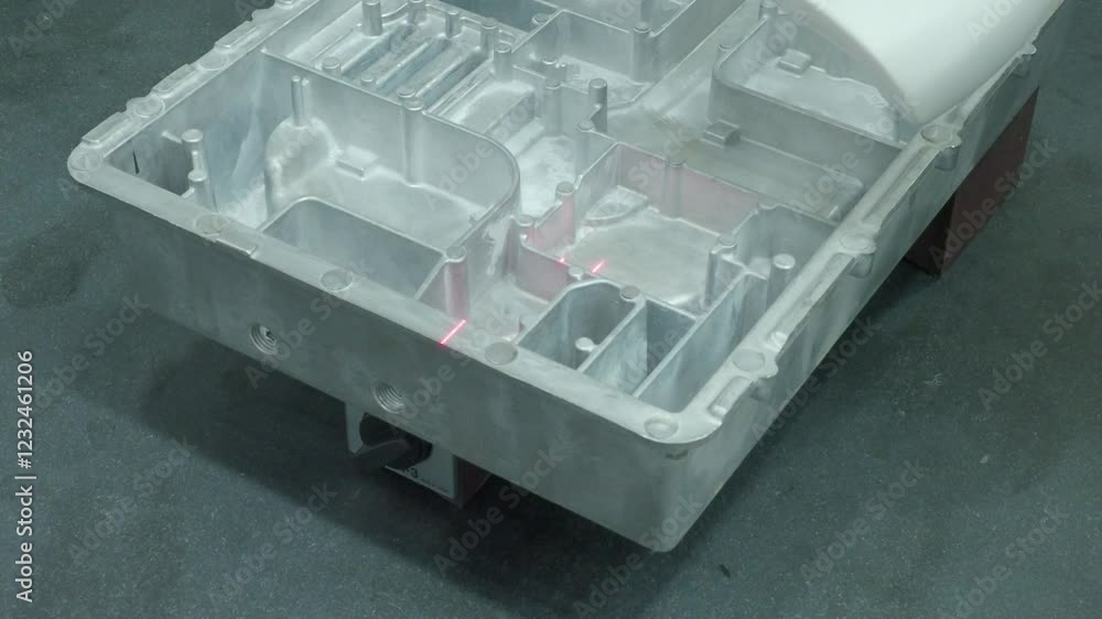 High precision 3D laser scanning process on industrial aluminum or ...