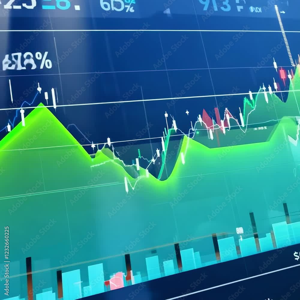 Chart showing positive financial market performance, increasing profits ...