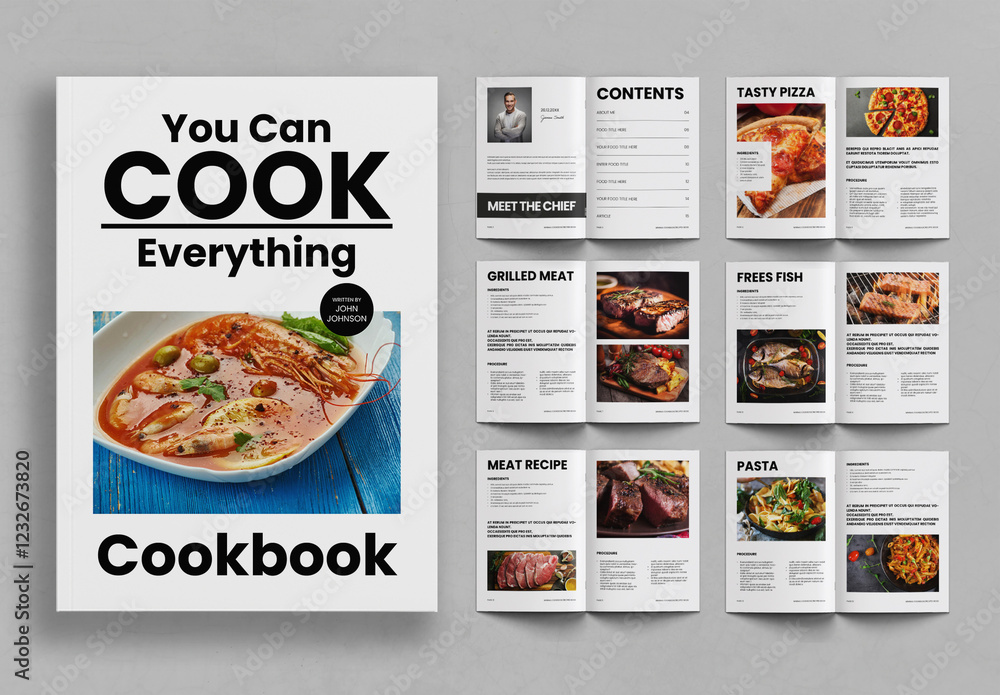 Cook Book Template Layout Stock Template | Adobe Stock