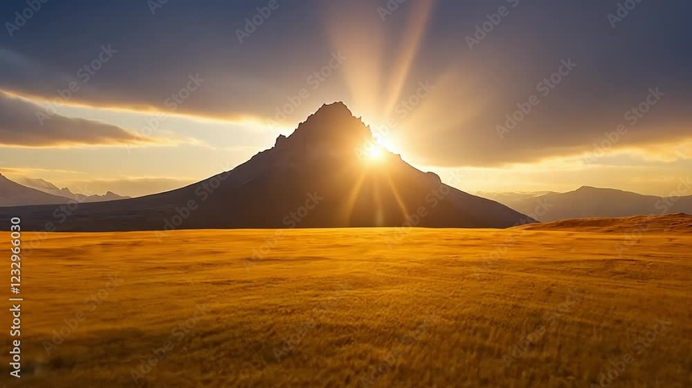 Majestic Sunset Peak: A breathtaking panorama captures the sun setting ...