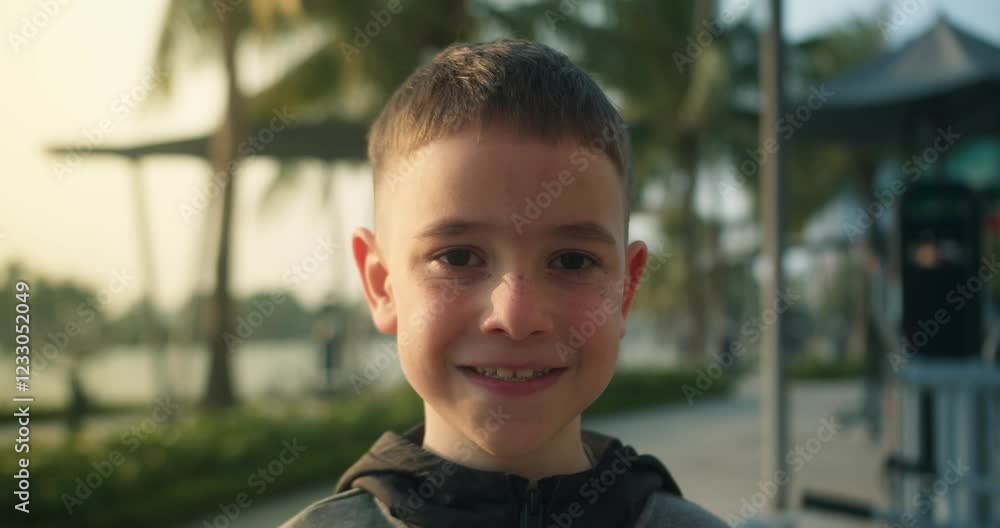 Happy cute child face adorable boy, close up portrait child. Happy boy ...