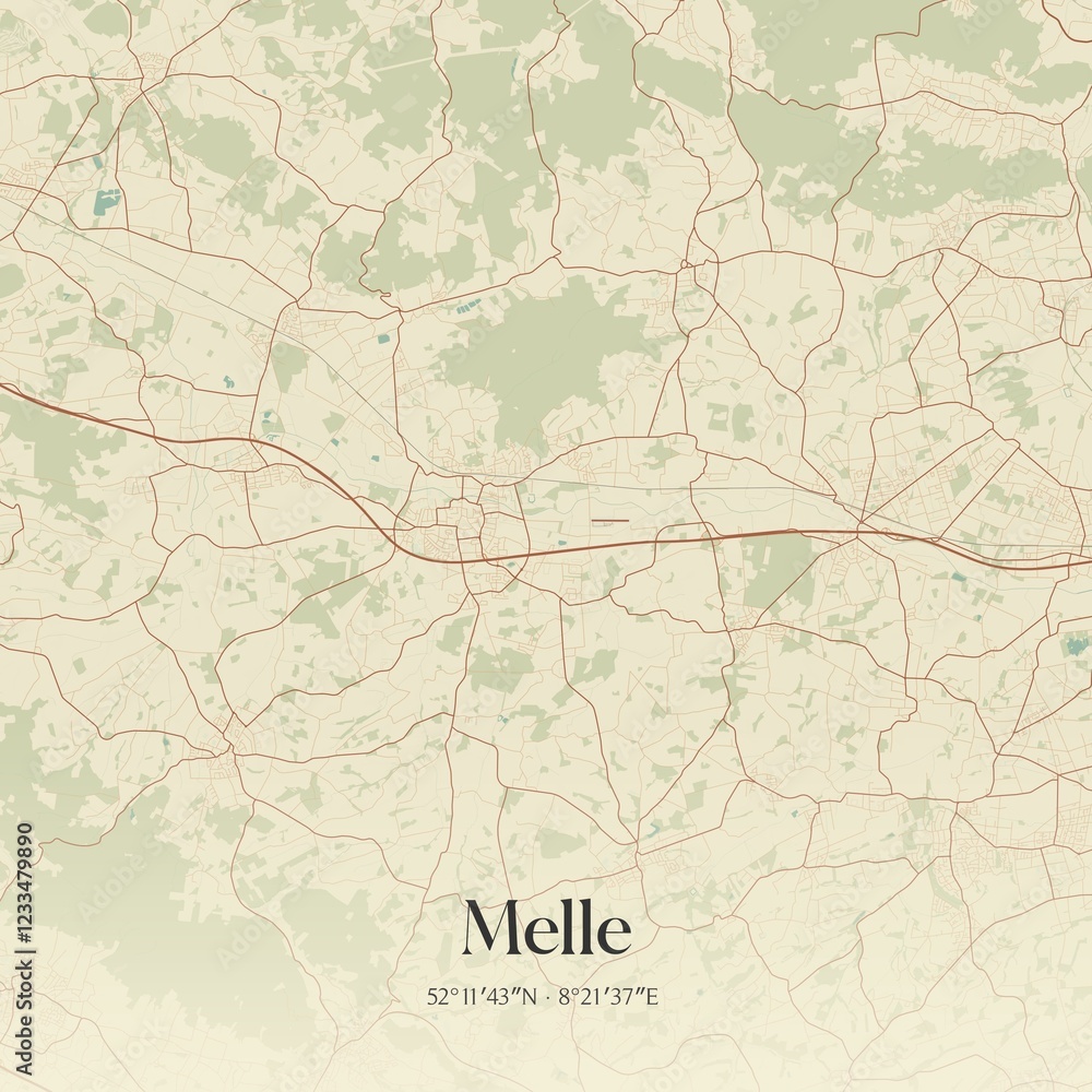 Poster Vintage map of Melle, Germany. – Wall Art | UkPosters