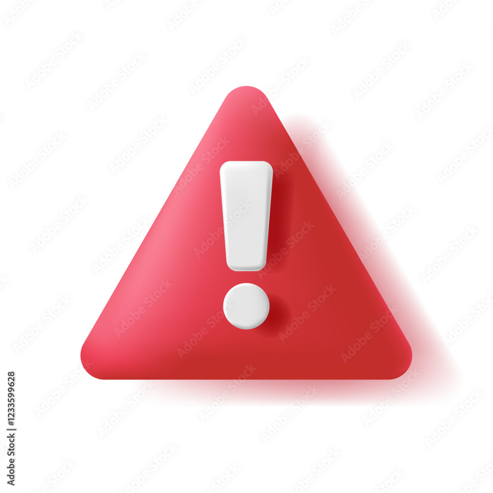 Poster 3D icon Red Caution warning sign, Universal Warning Triangle ...