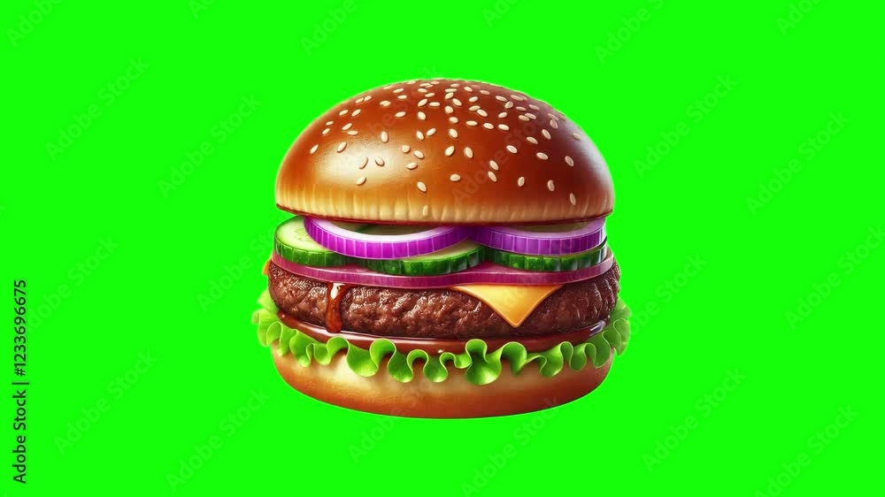 Fresh beef burger green screen animation motion graphic in 4K high ...