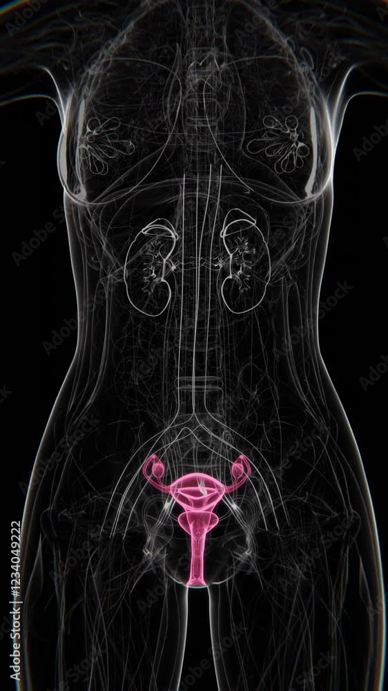 Female reproductive system Indication with Uterus X-ray vertical video ...