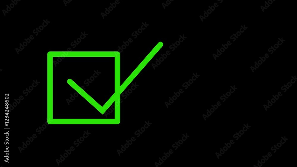 Green Check Mark Icon on Black Background for Task Completion and ...