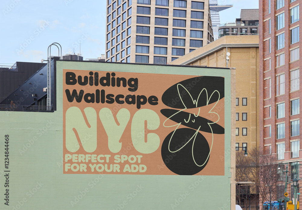 Billboard Building wallscape OOH Advertisement. Mockup in New York ...