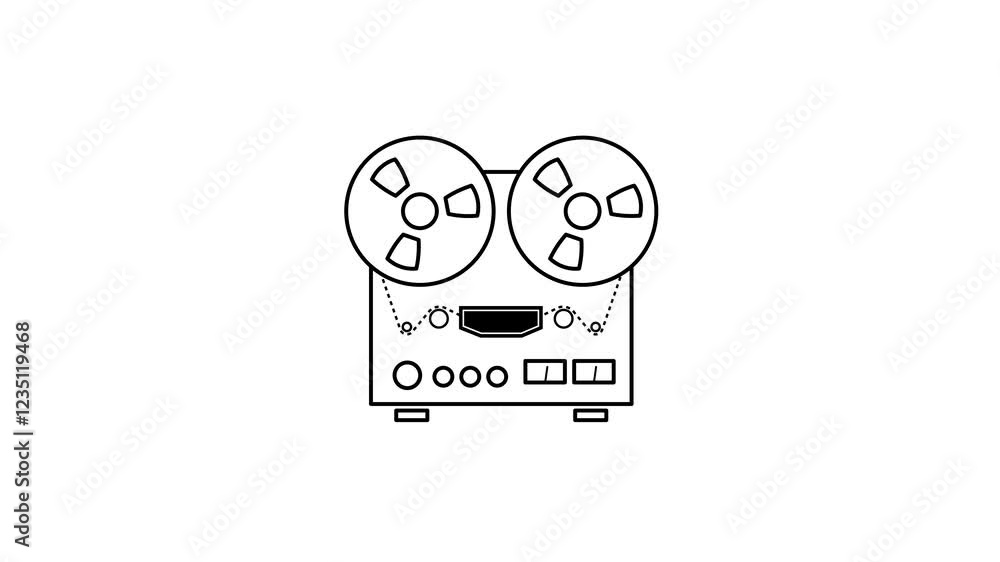 Vintage Reel-to-Reel Tape Recorder Animation in 4K. The reels spin ...