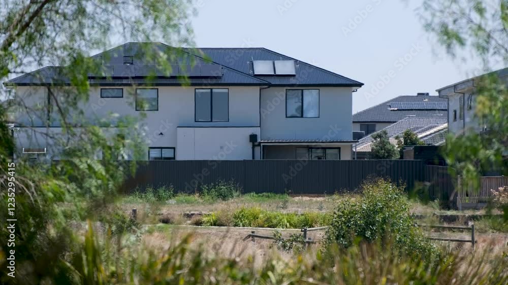 Some modern two-story suburban houses and residential buildings are in ...