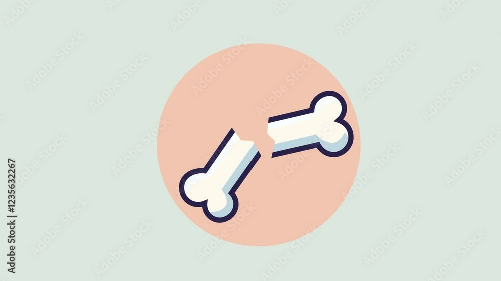 Bone Broken Icon Animation with visible Fracture in the middle of Bone ...