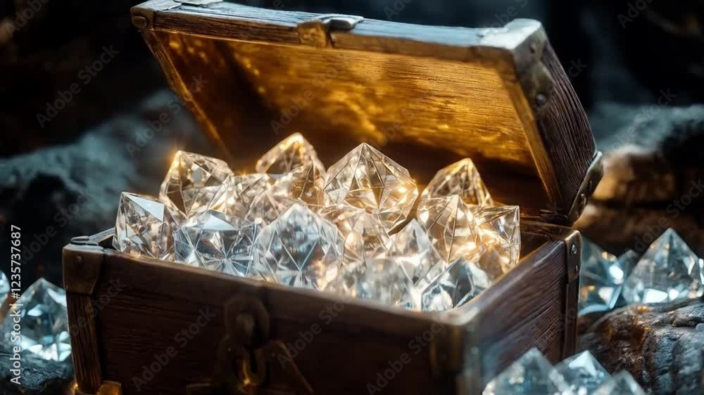 Scene of sparkling diamonds in a chest, smooth repeating motion for ...