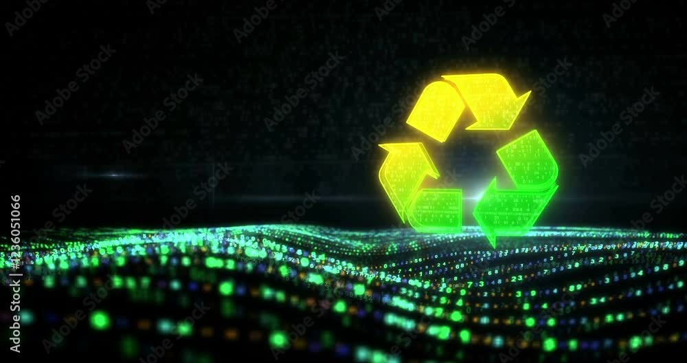 Recycling ecology environment and waste segregation symbol on digital ...