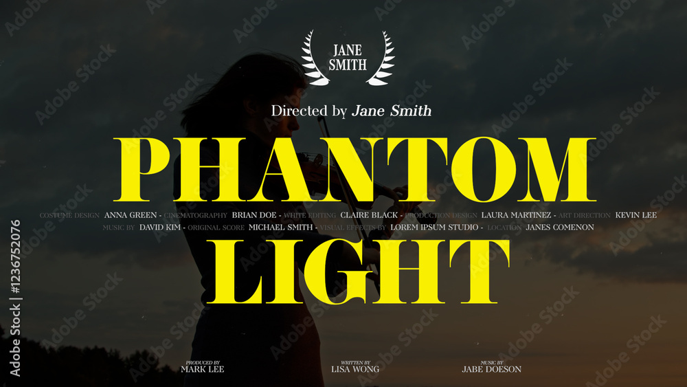 Cinematic Film Title Card, Movie Poster Typography Overlay 22 , ( Wide ...