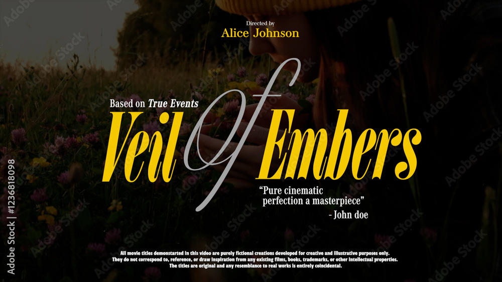 Cinematic Film Title Card, Movie Poster Typography Overlay 196 , ( Wide ...