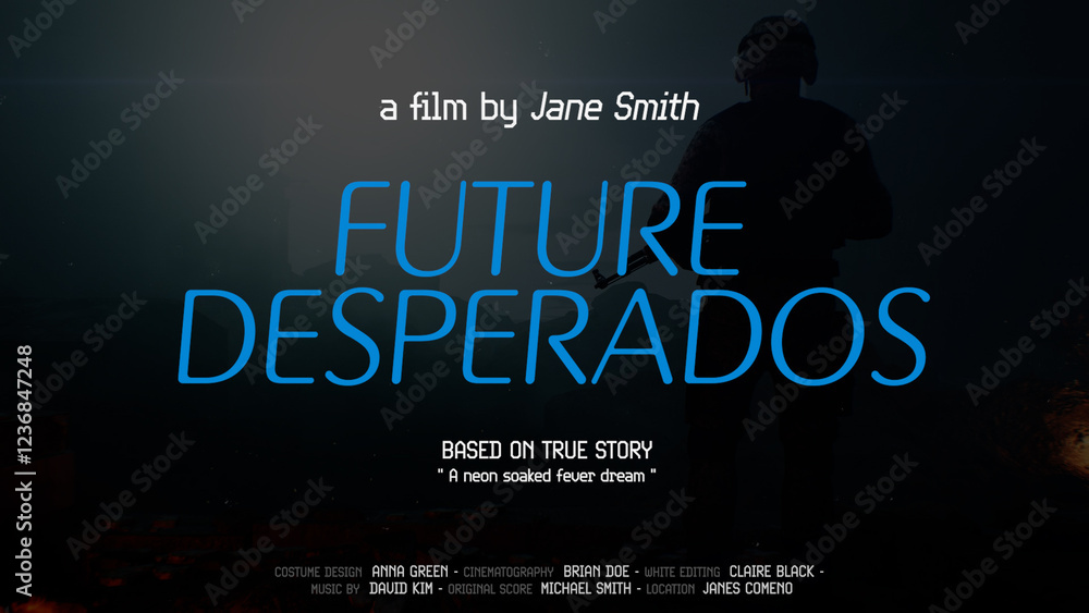 Cinematic Film Title Card, Movie Poster Typography Overlay 280 , ( Wide ...