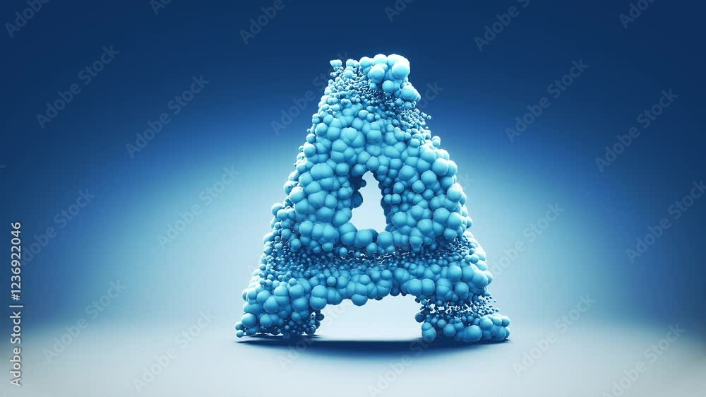 Letter A, 3d animated alphabet symbol repeating graphic backdrop. Blue ...