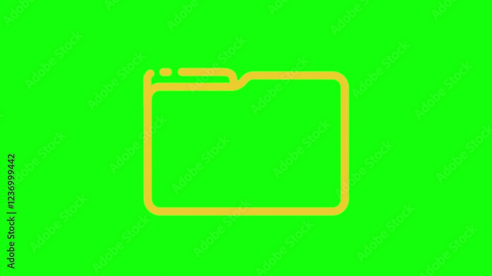 Folder line icon animation in yellow color isolated on transparent ...
