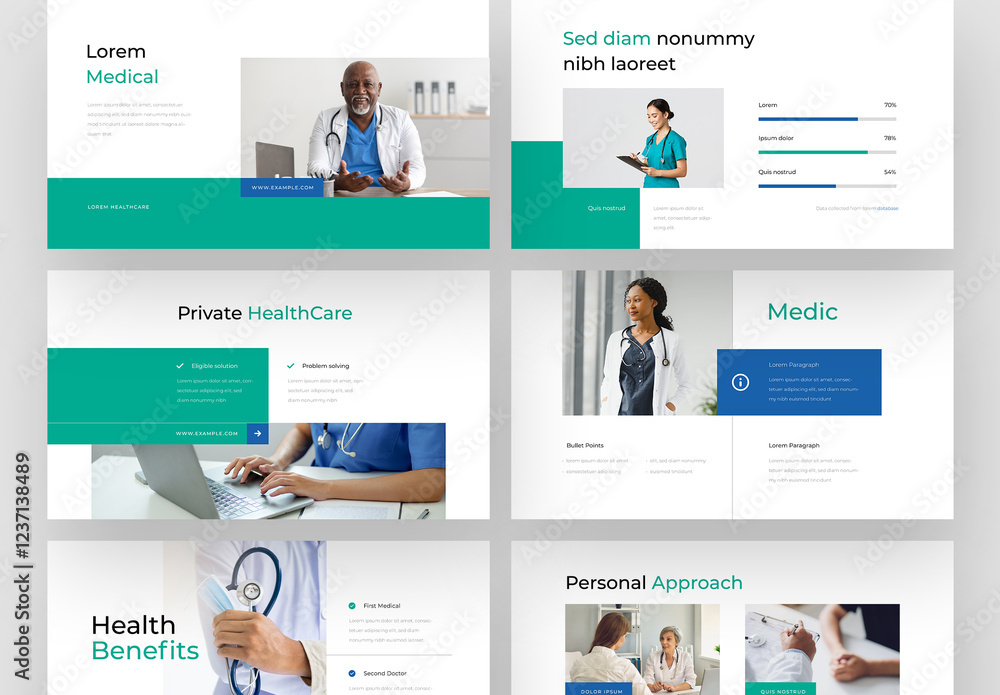 Modern Medical Presentation Layouts With Blue and Green Color Stock ...