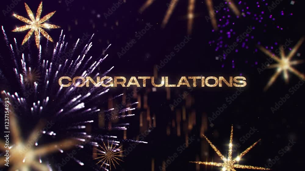 Video „Congratulations. Animation in golden color with particles on the ...