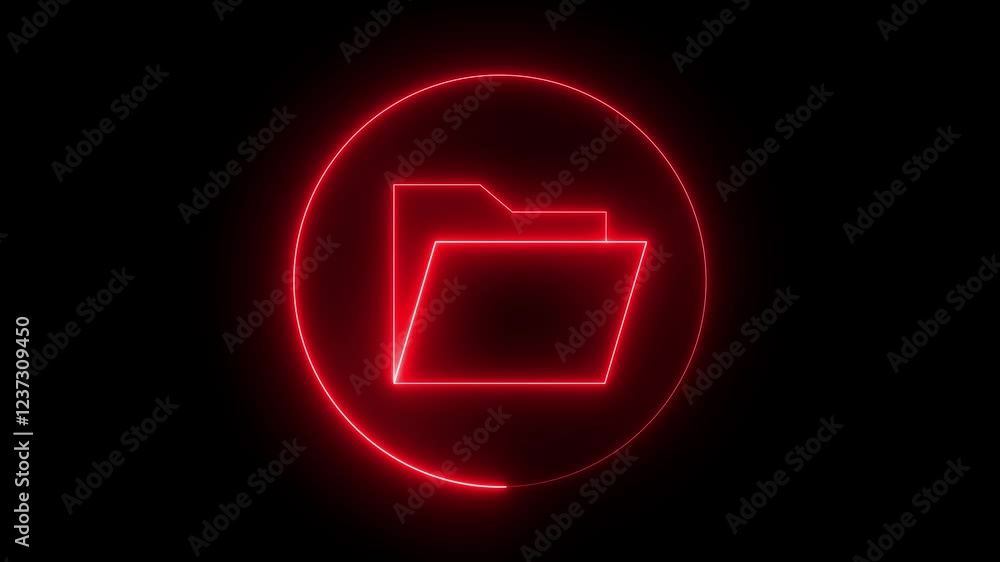Glowing neon file folder sign. Glowing neon Folder icon isolated on ...