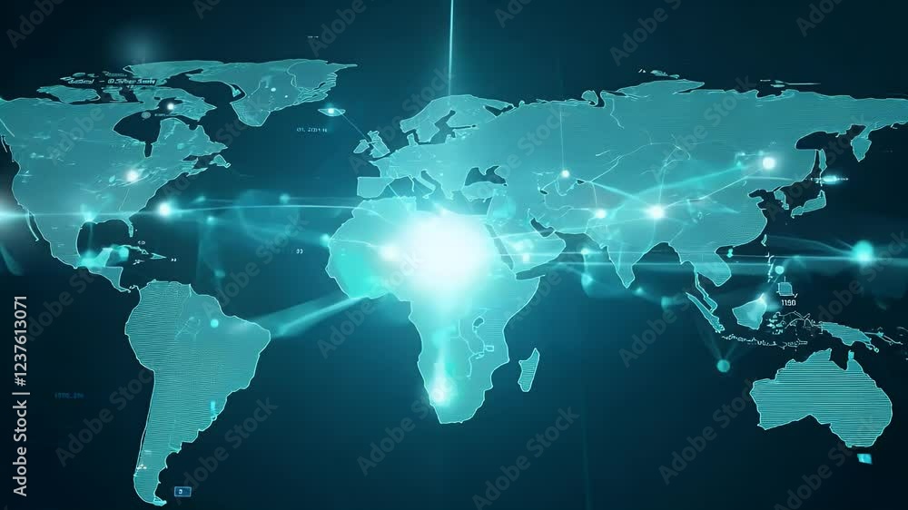 Geometric world map visualization with glowing connections highlighting ...