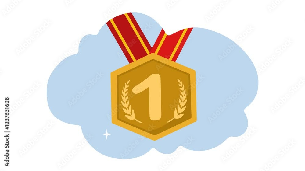 4K video Footage with Medal background Illustration. Video Animated Golden Medal 1st Place ...