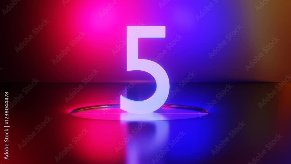 Countdown from ten to zero. Numbers falling from top to bottom. 3d ...