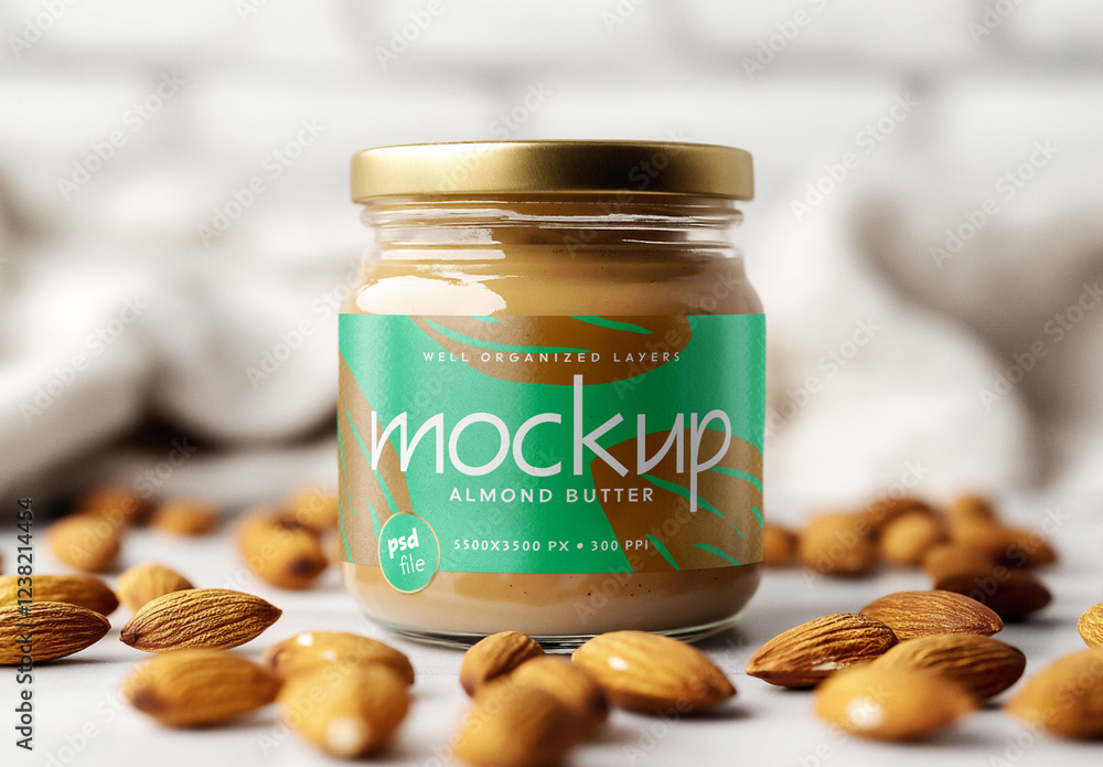 Almond Butter Jar Packaging Mockup Generated With AI Stock Template ...