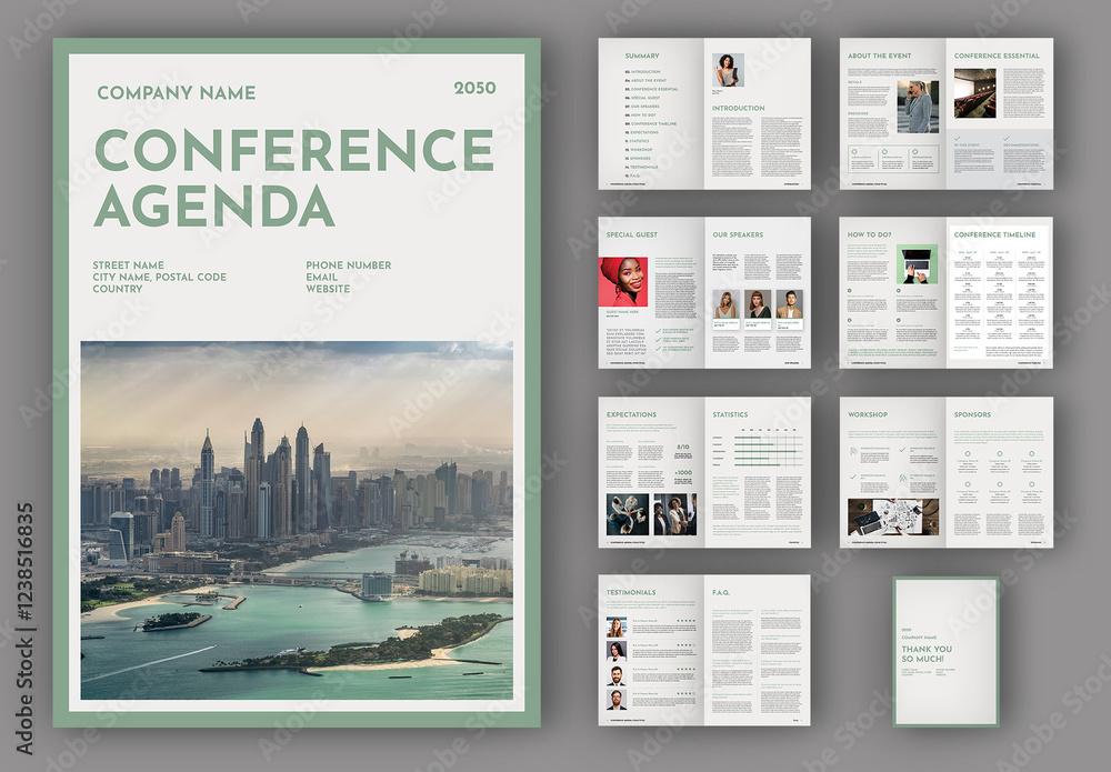 Conference Agenda Layout Stock Template | Adobe Stock