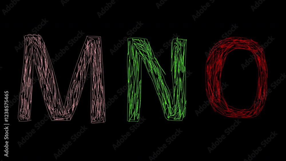 English Alphabet Latter Animation Alpha Channel. Scribble Hand Drawn ...