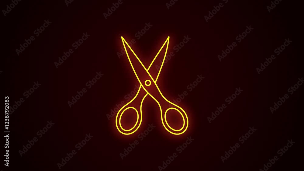 Neon Scissors Icon Blinking Animation. Flashing Neon Sign Effect. This ...