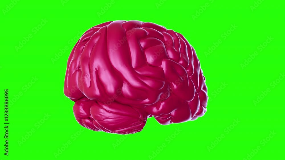Realistic human brain rotation on green screen background. 3d animation ...