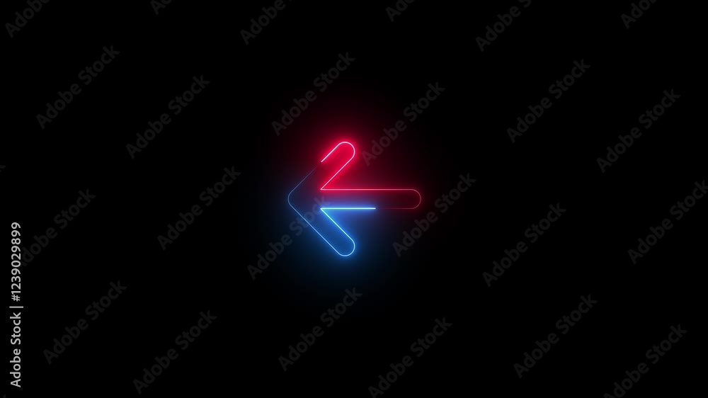 Arrow left symbol icon animation neon glow blue and red color on black background Stock Video ...