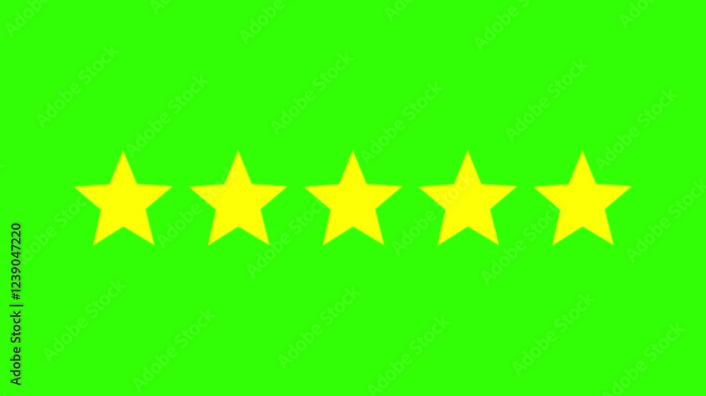 Five star rating animation on green screen background. Product Quality ...