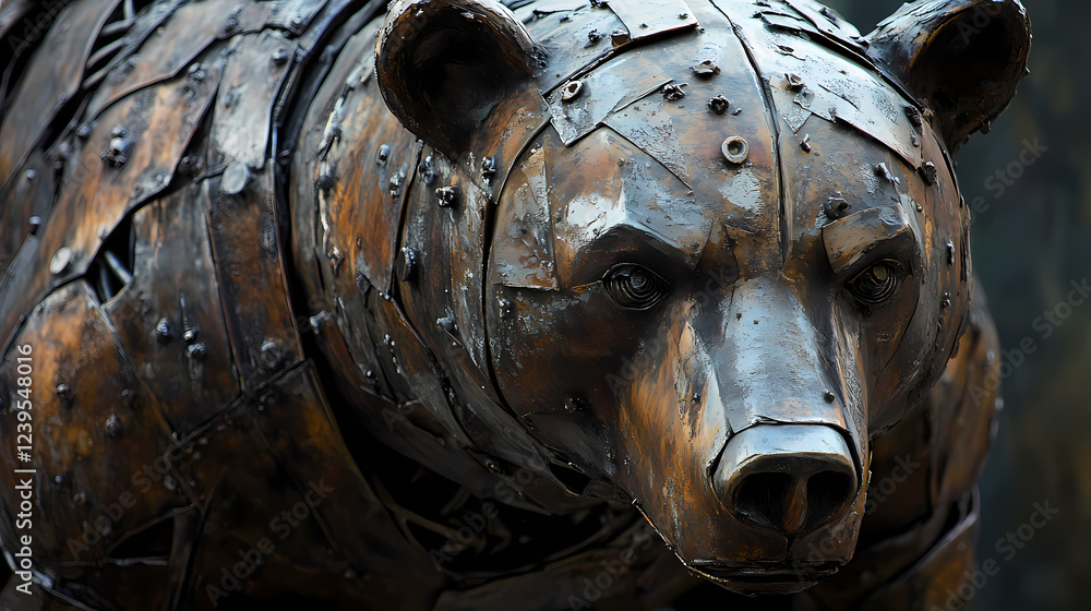 Photo & Art Print Metal bear statue from a unique perspective,standing ...