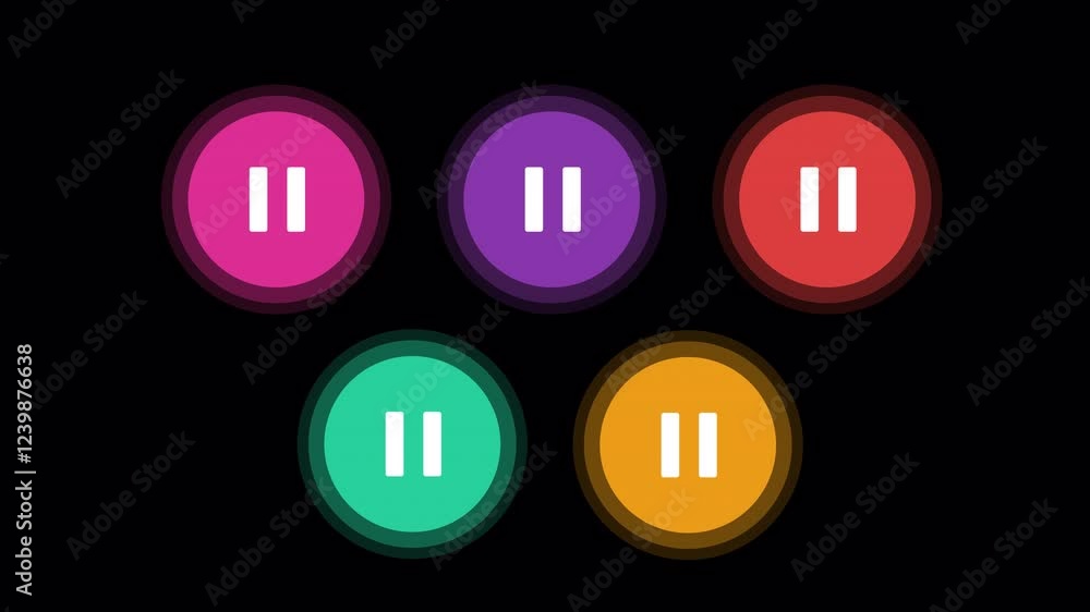 Pack of 10 Play Pause Button with waveform sound effect | Fade in fade ...