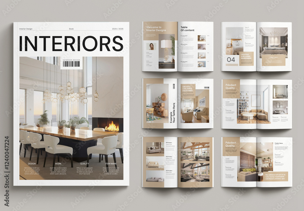 Interior Design Magazine Layout Stock Template | Adobe Stock