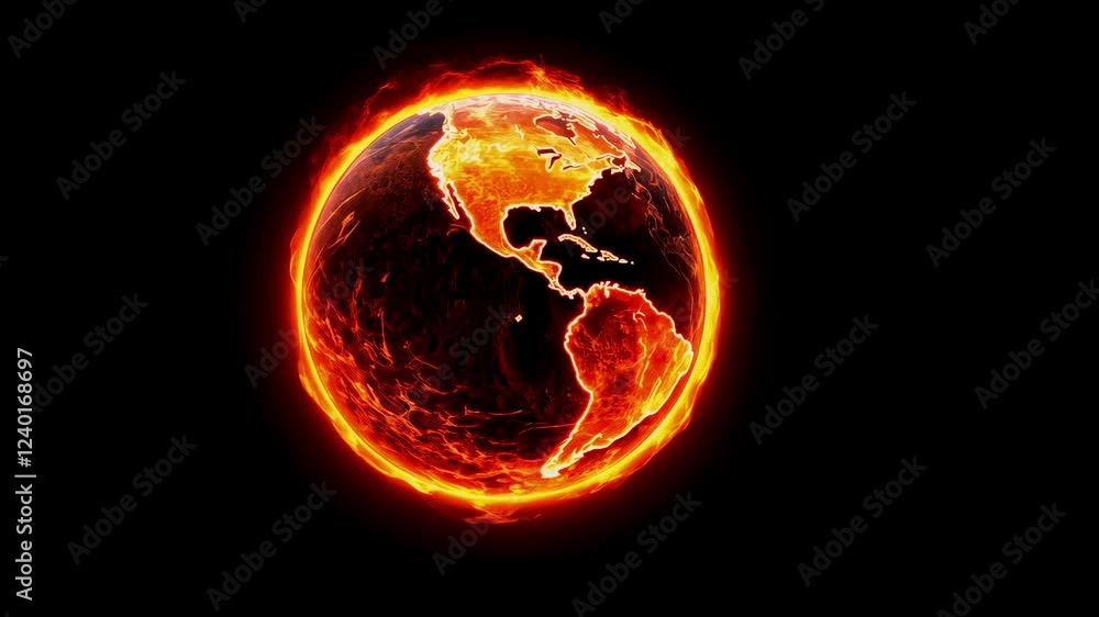 Global warming, showing temperature heat maps overlaying a semi ...