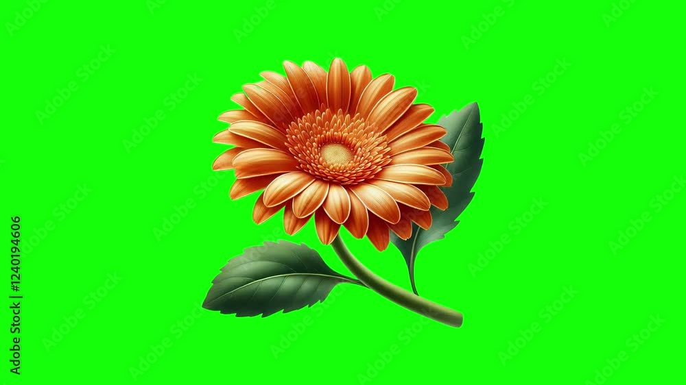 Gerbera daisy flower green screen animation motion graphic in 4K high ...
