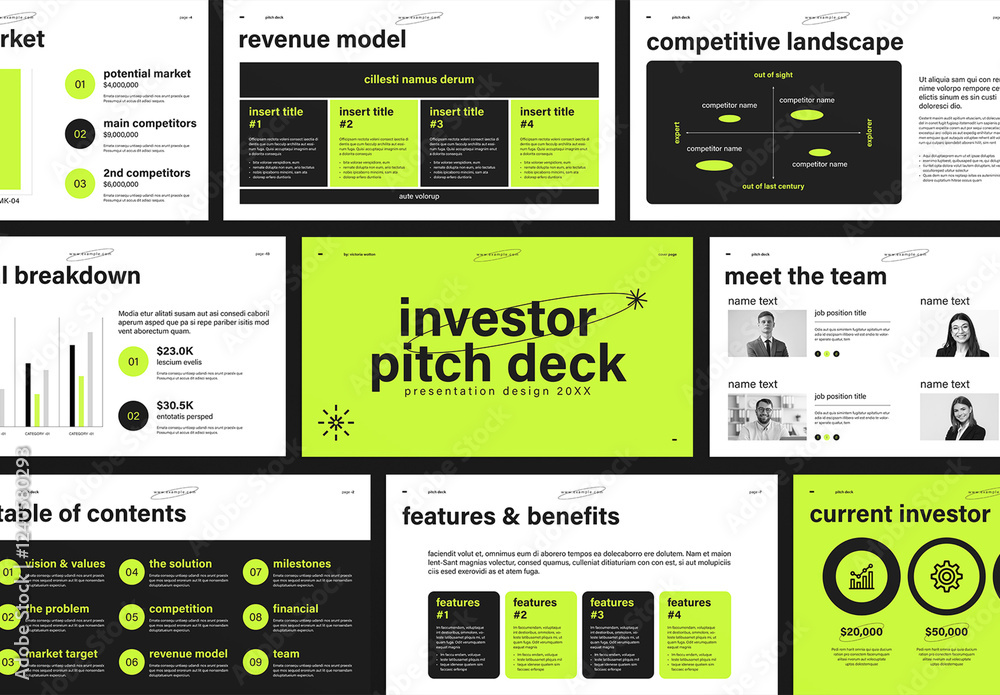 Investor Pitch Deck Presentation Template Stock Template | Adobe Stock