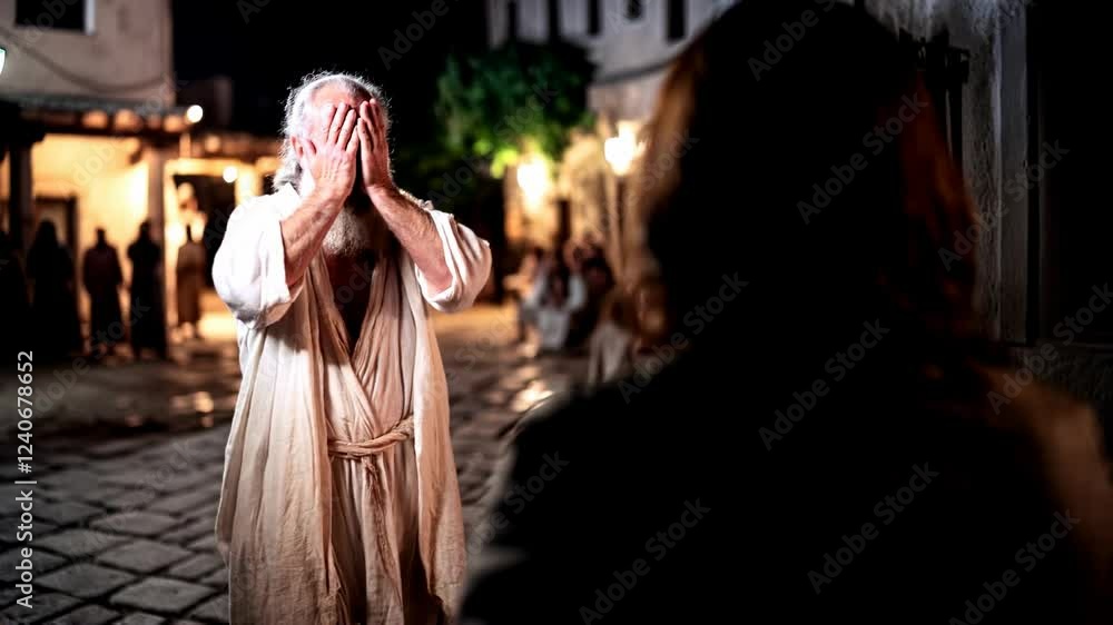 Crying Man, Apostle Peter Weeps Bitterly After Denying Christ. Biblical ...