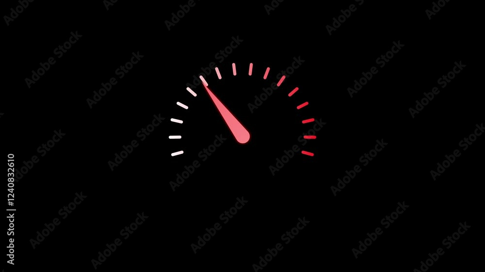Car fuel dashboard moving up. Speed meter animation. Indicator of speed ...
