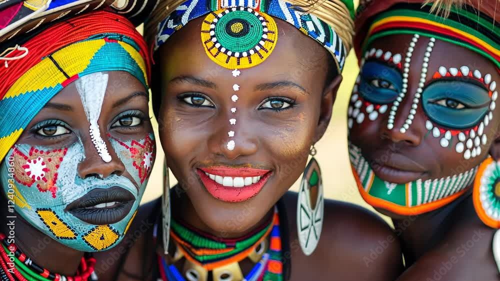 Three African women showcase stunning traditional face painting and ...