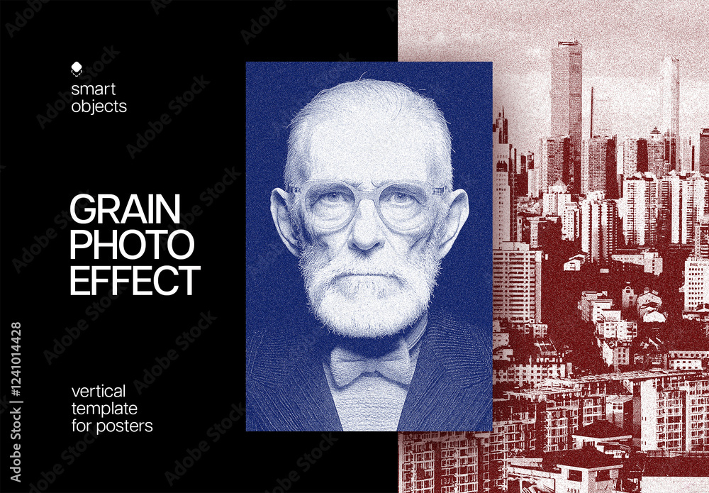 Grain Poster Photo Effect Mockup Stock Template | Adobe Stock