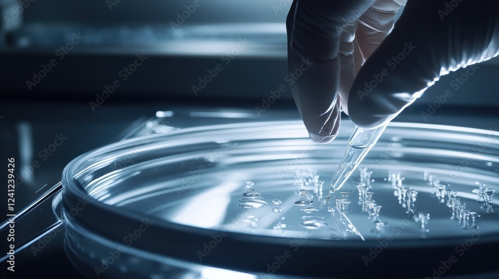 Poster Sampling Process A closeup of a scientists hand using a sterile ...