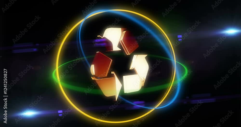 Recycling ecology environment and waste segregation golden metal symbol ...