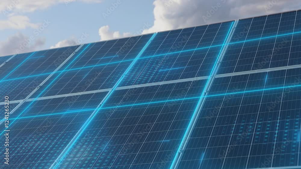 Visualization of solar electricity production. Solar power plant ...